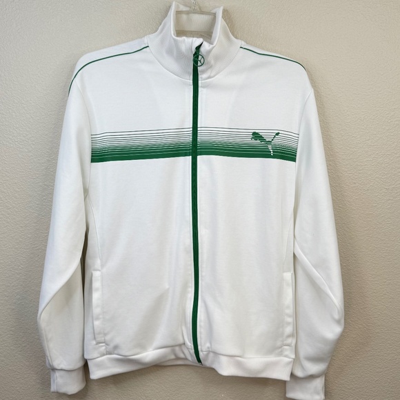 Puma | Jackets & Coats | Puma Mens White Green Logo Full Zip High Neck ...